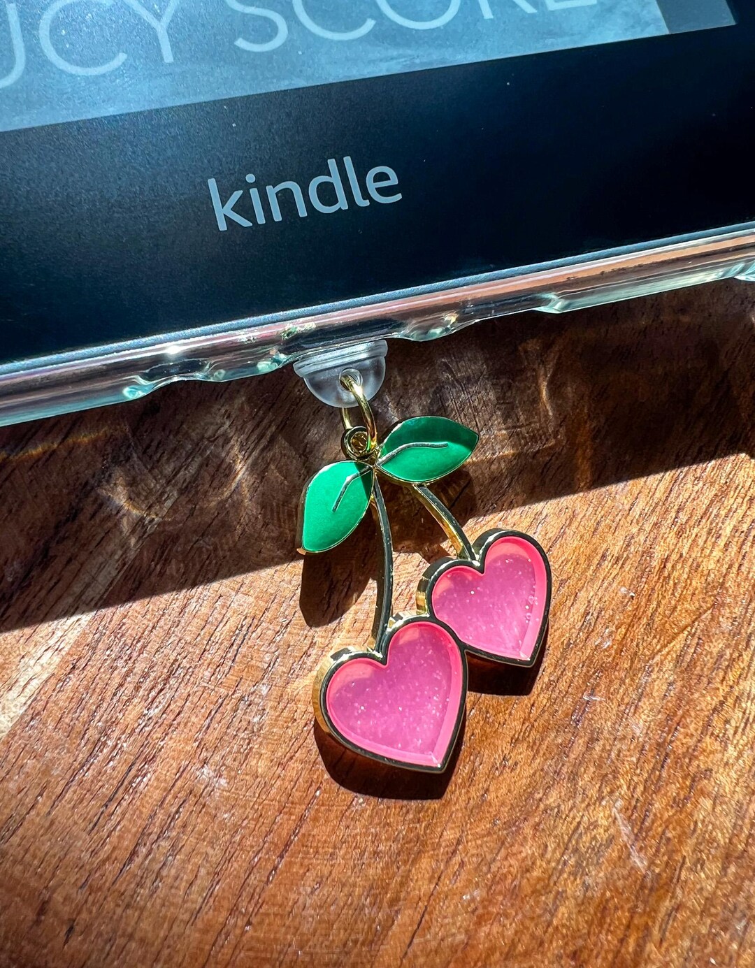 Cherry Hearts Kindle Charm Dust Plug | USB-C or Micro USB Dust Plug ...