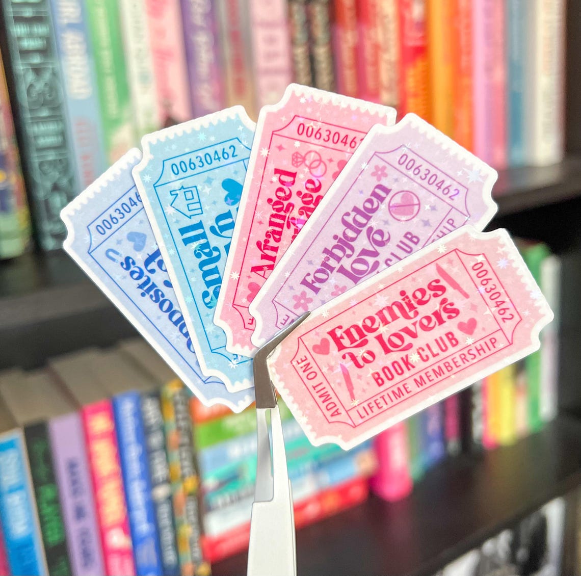 Romance Book Tropes Ticket Holographic Sticker Pack | Bookish Gifts for ...