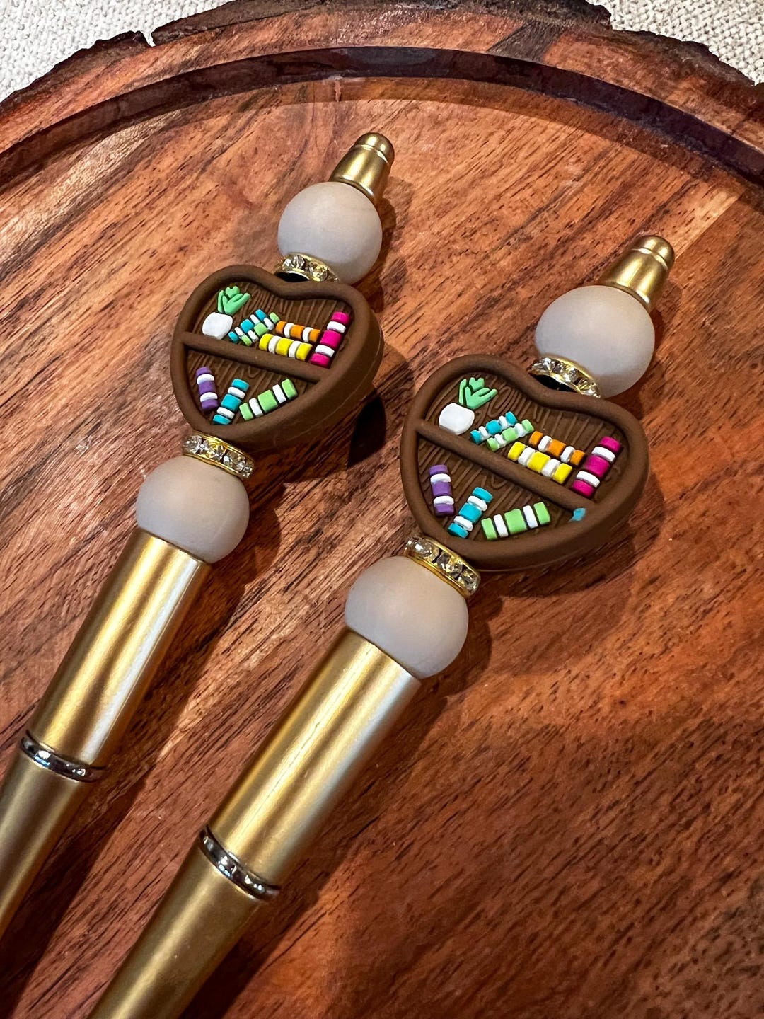 Cute Bookshelf Ballpoint Pen | Silicone Beaded Writing Gift for Book ...