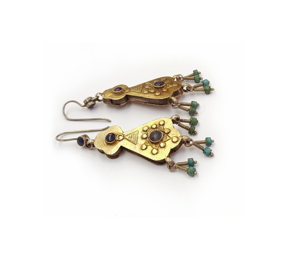 Old Silver, Gilded Silver, Lapis Lazuli and Glass Beads Kazakh Style ...