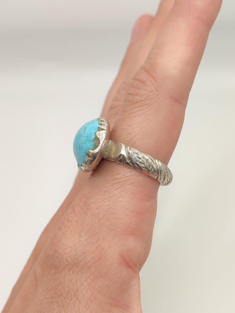 Vintage Silver and Big Turquoise Stone Afghan Statement Ring Size 9 ...