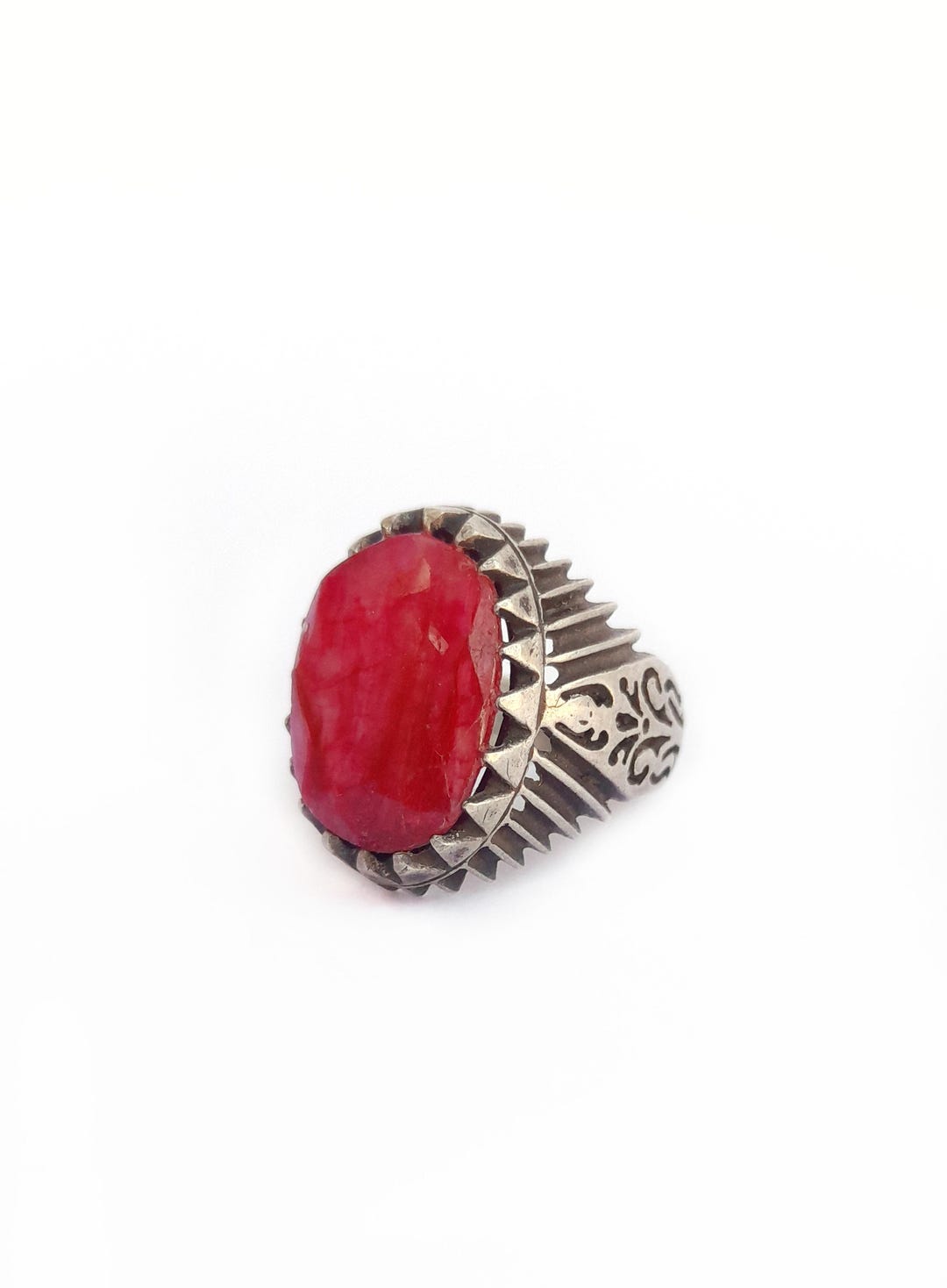 Ruby Root Silver Ring Kunduz Afghanistan Statement Pink Gemstone Ring ...