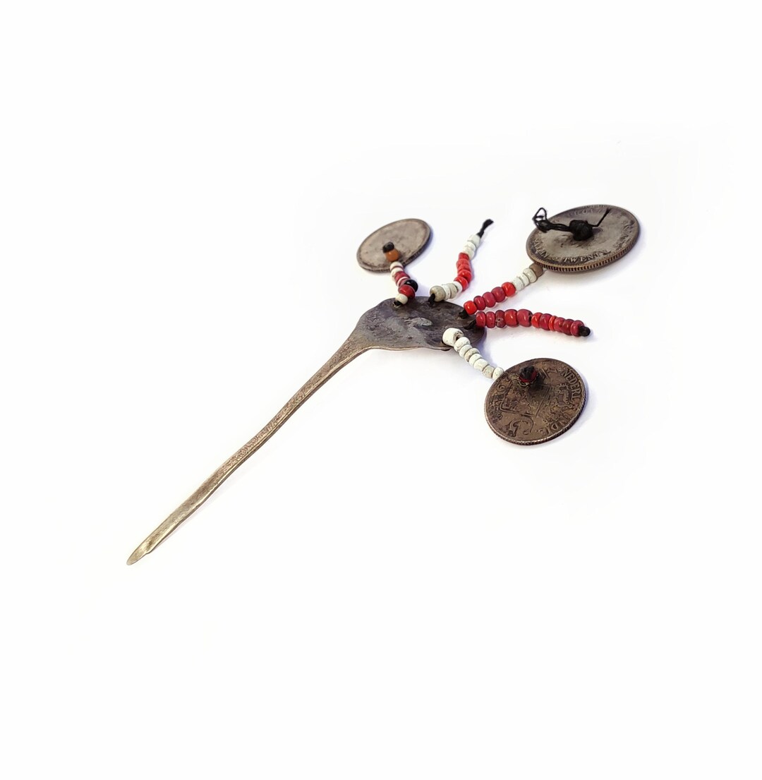 Antique Coins Silver Hair Pin Timor Indonesian Hair Stick - Etsy