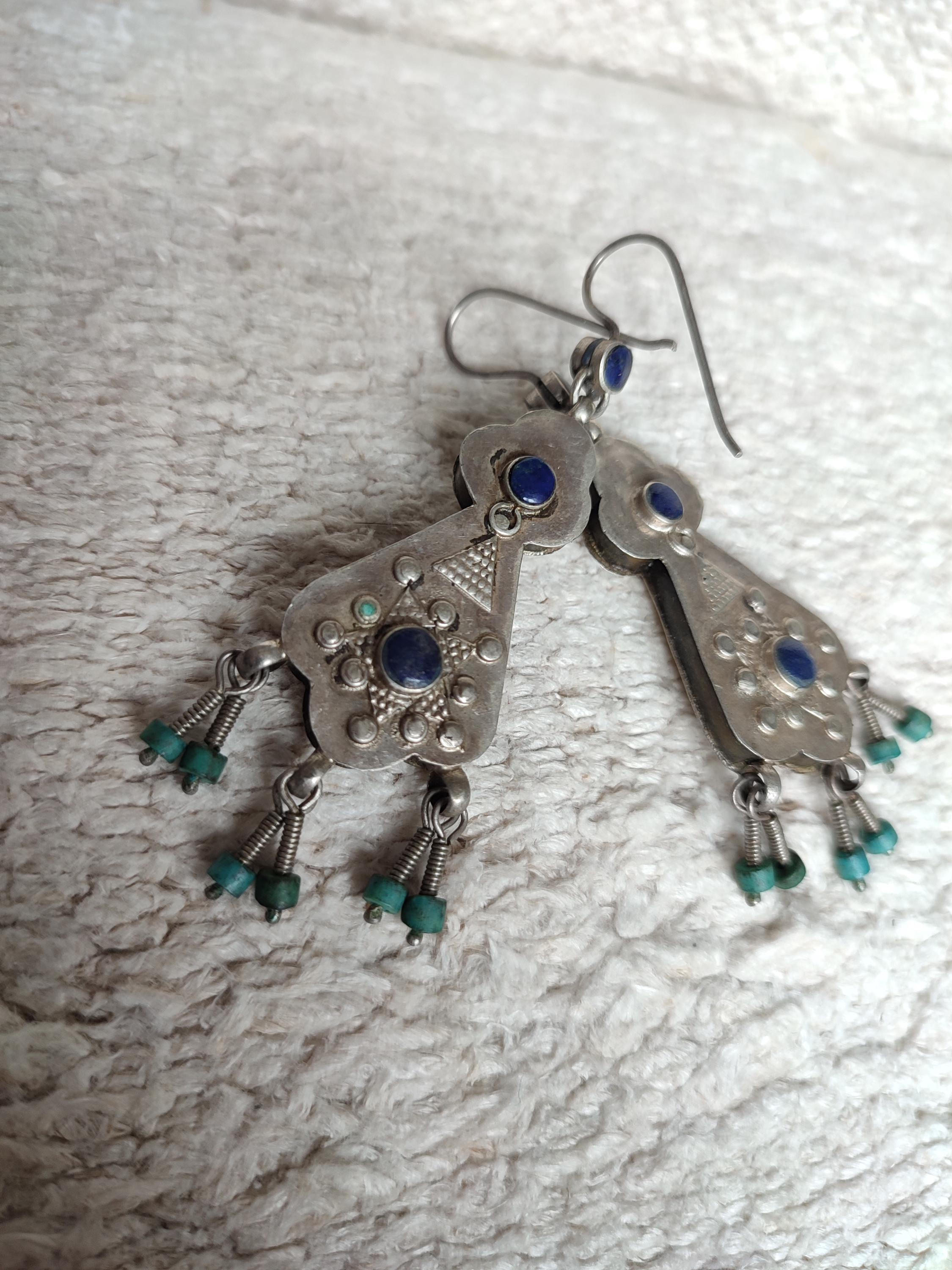 Old Silver, Gilded Silver, Lapis Lazuli and Glass Beads Kazakh Style ...