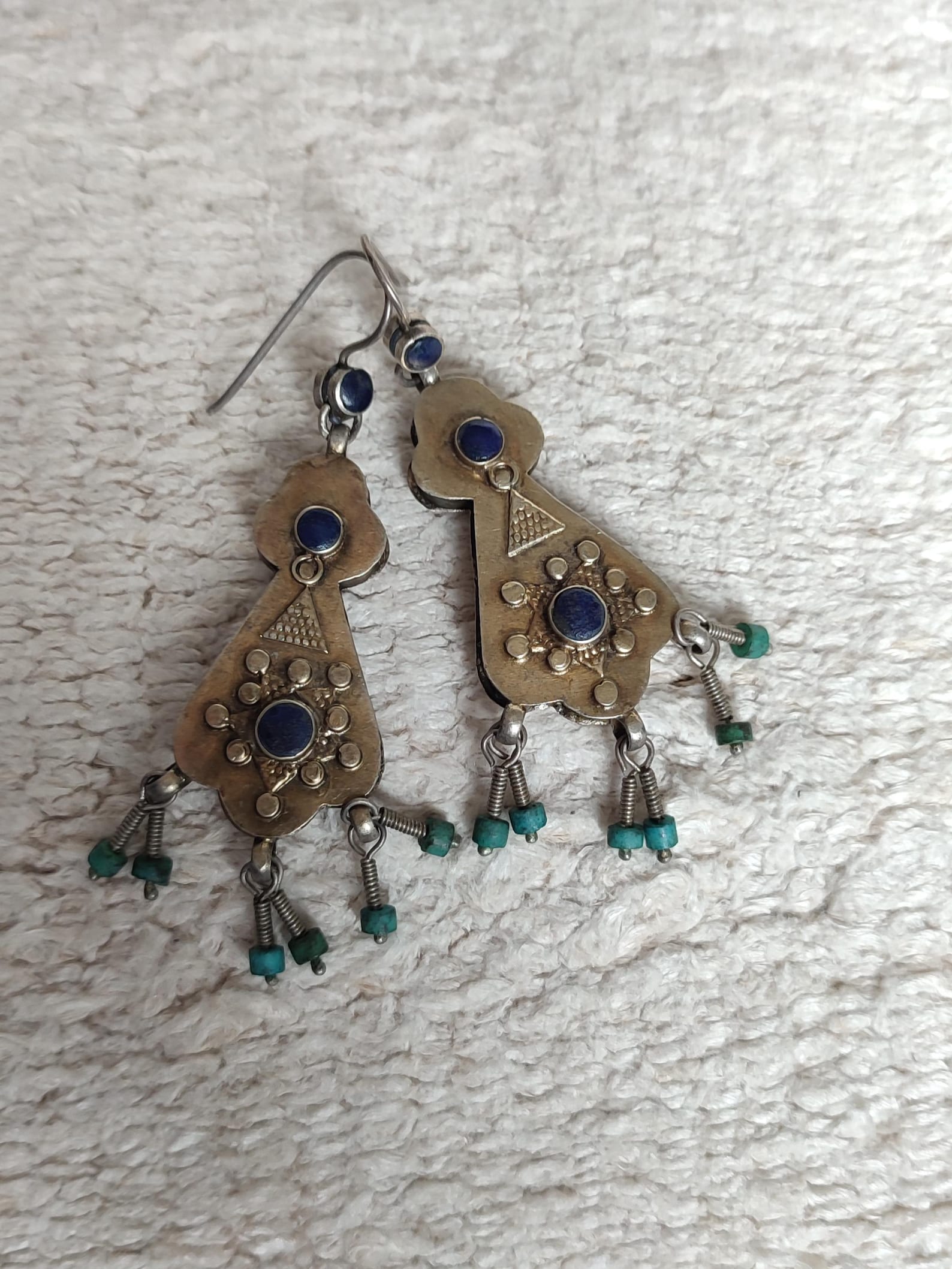 Old Silver, Gilded Silver, Lapis Lazuli and Glass Beads Kazakh Style ...