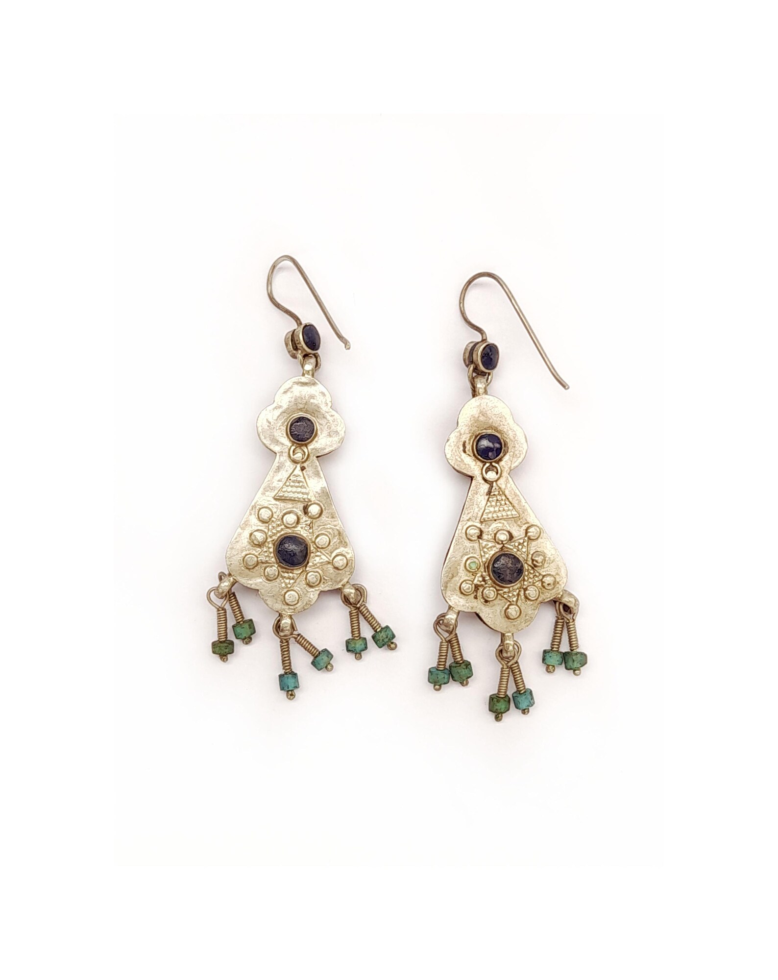 Old Silver, Gilded Silver, Lapis Lazuli and Glass Beads Kazakh Style ...