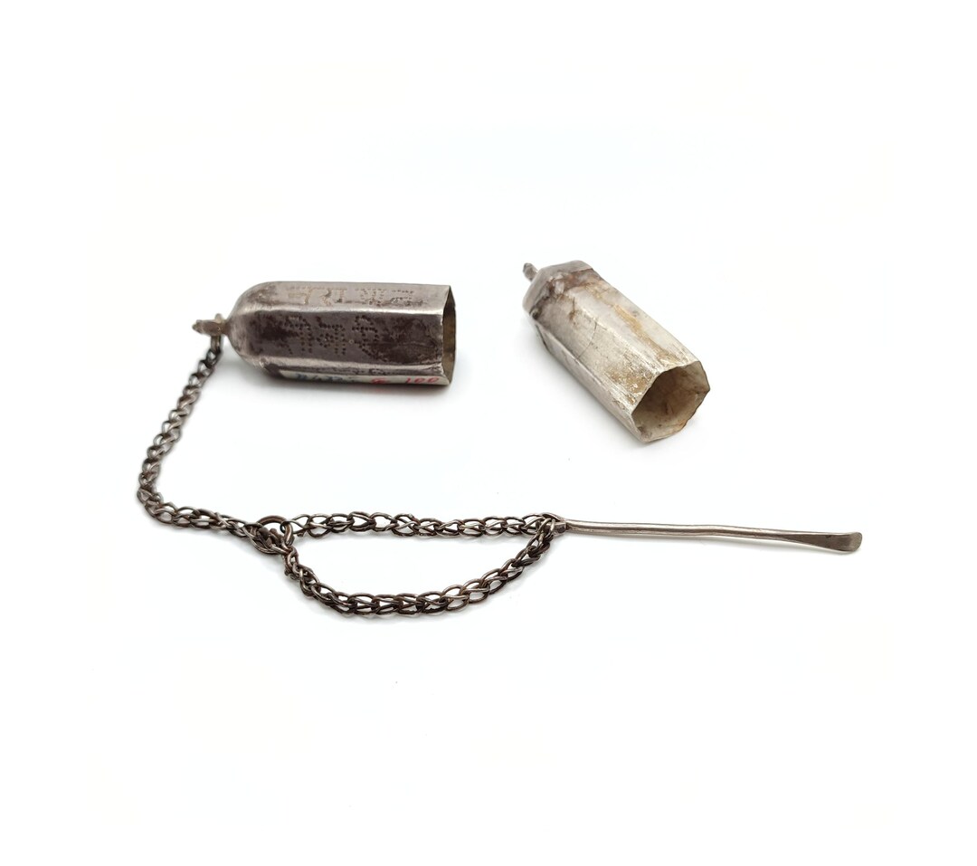 Antique Indian Powder Container, Old Silver Lime Powder Box, Engraved ...