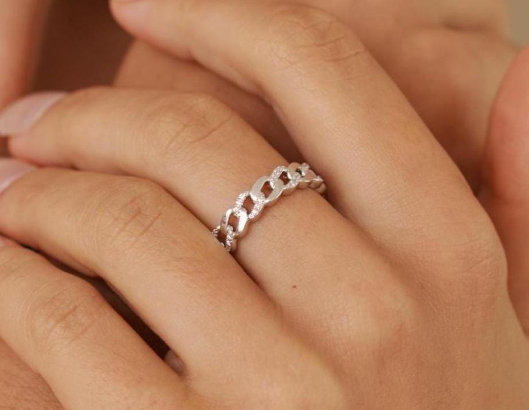 Chain Link Ring I Sterling Silver Ring I Minimalist Ring I Chain Ring I ...