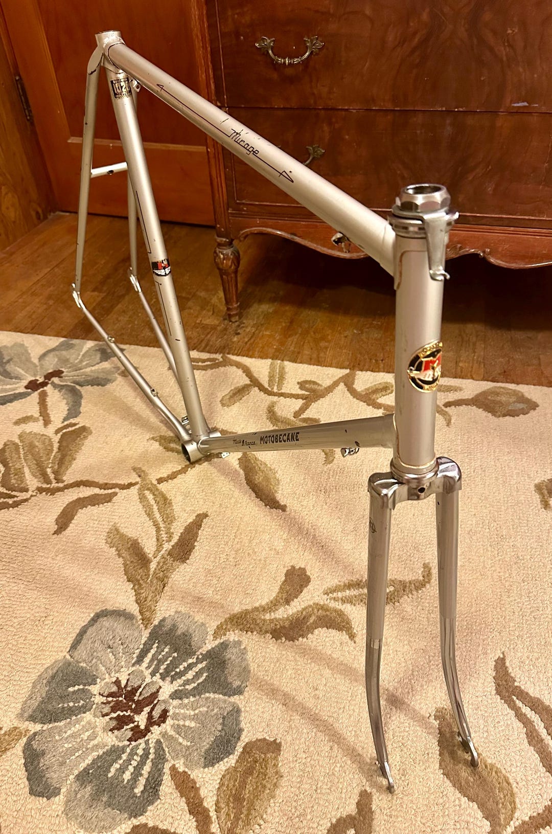 1974 Motobecane Mirage Men’s Frame 63.5 Cm Silver Fully Lugged 1020 ...