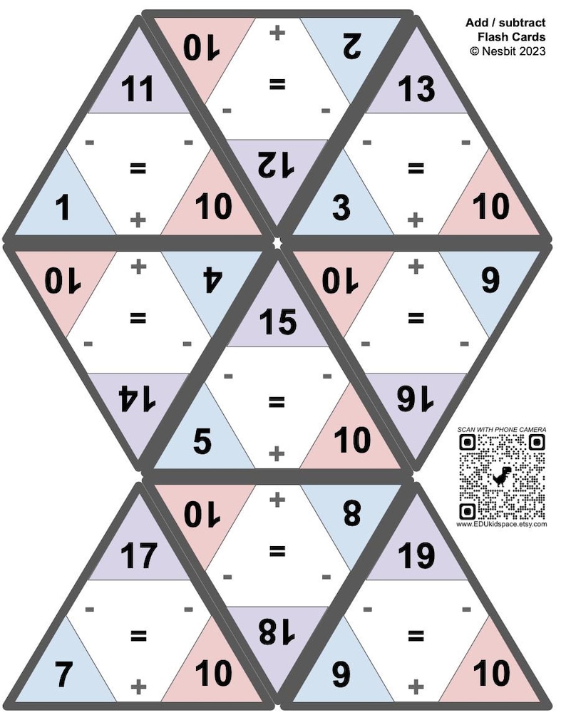Add / Subtract Triangle Flash Cards Print & Cut - Etsy