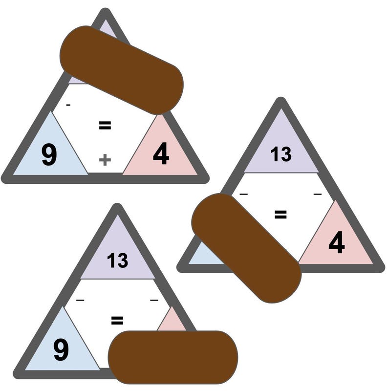Add / Subtract Triangle Flash Cards Print & Cut - Etsy