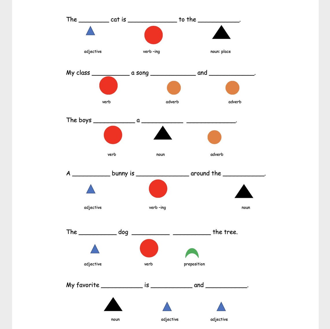 Montessori Mad Libs With Grammar Symbols - Etsy