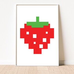 Pac-man Strawberry Poster 18x24 Retro Arcade Wall Art Vintage Gaming ...