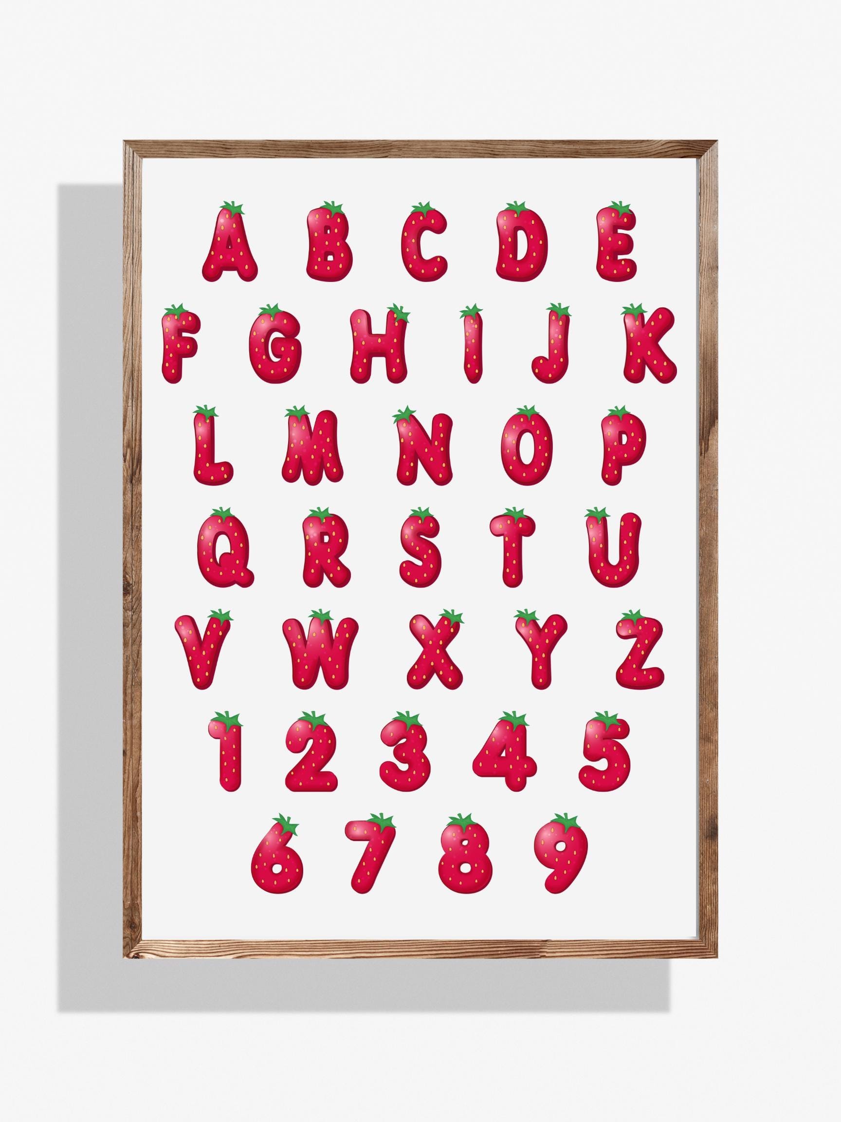 Strawberry Letter Alphabet Poster Whimsical Wall Art for Kids ...