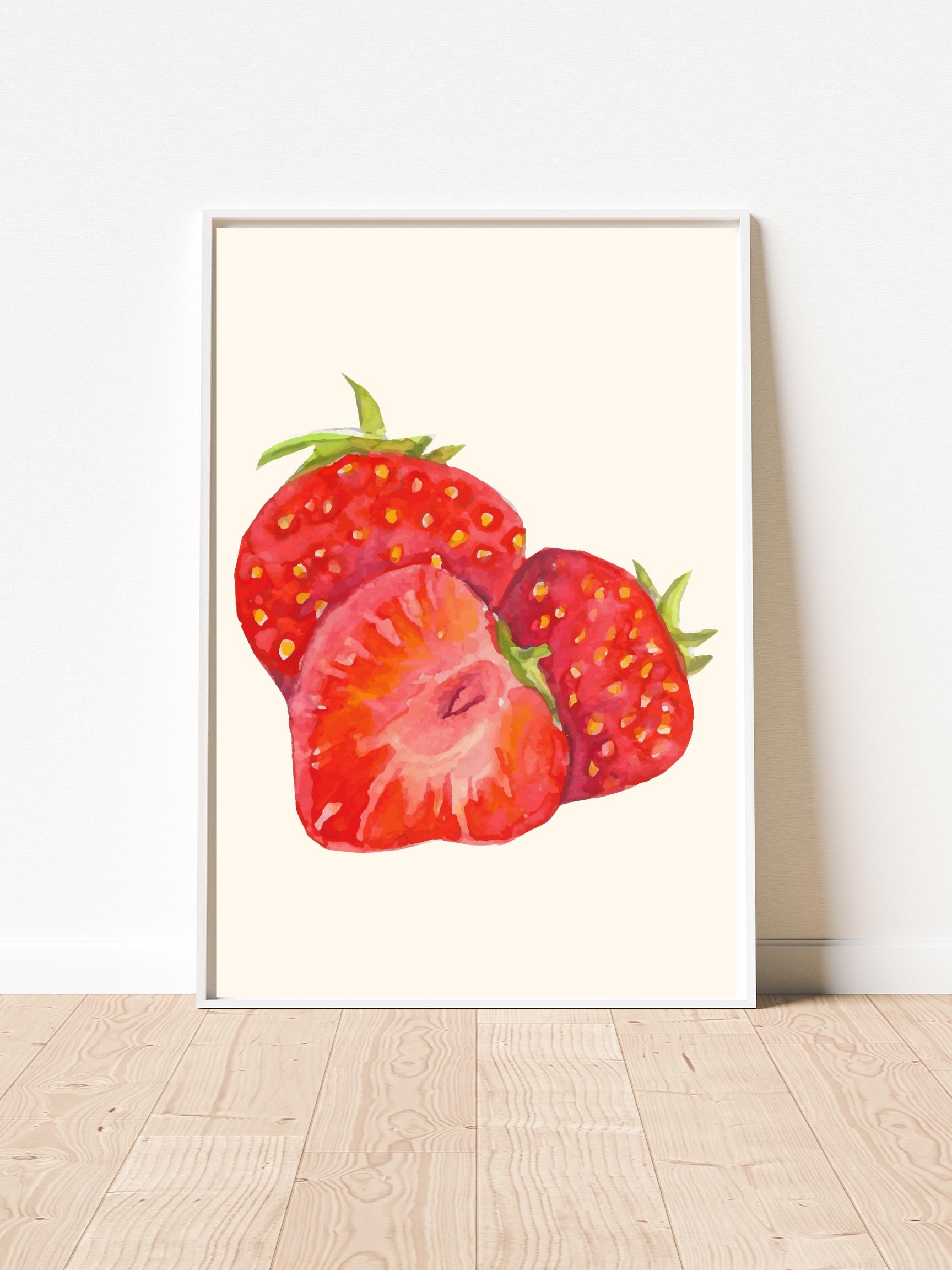 Strawberry Poster 18x24 Fresh Fruit Wall Art Vibrant Decor Perfect Gift ...
