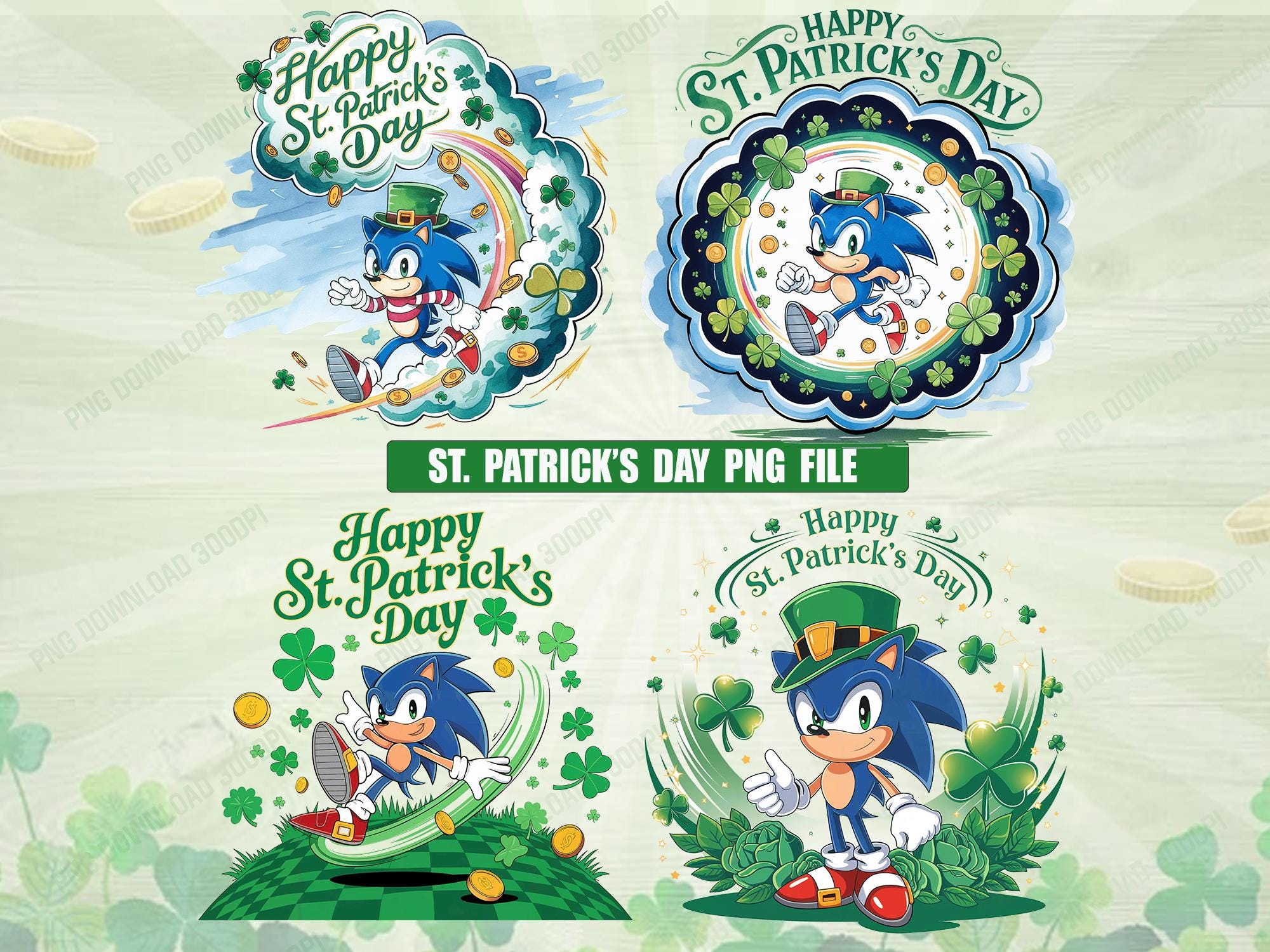 Sonic St Patrick’s Day PNG Bundle, Sonic PNG, St Patrick's Day Png ...