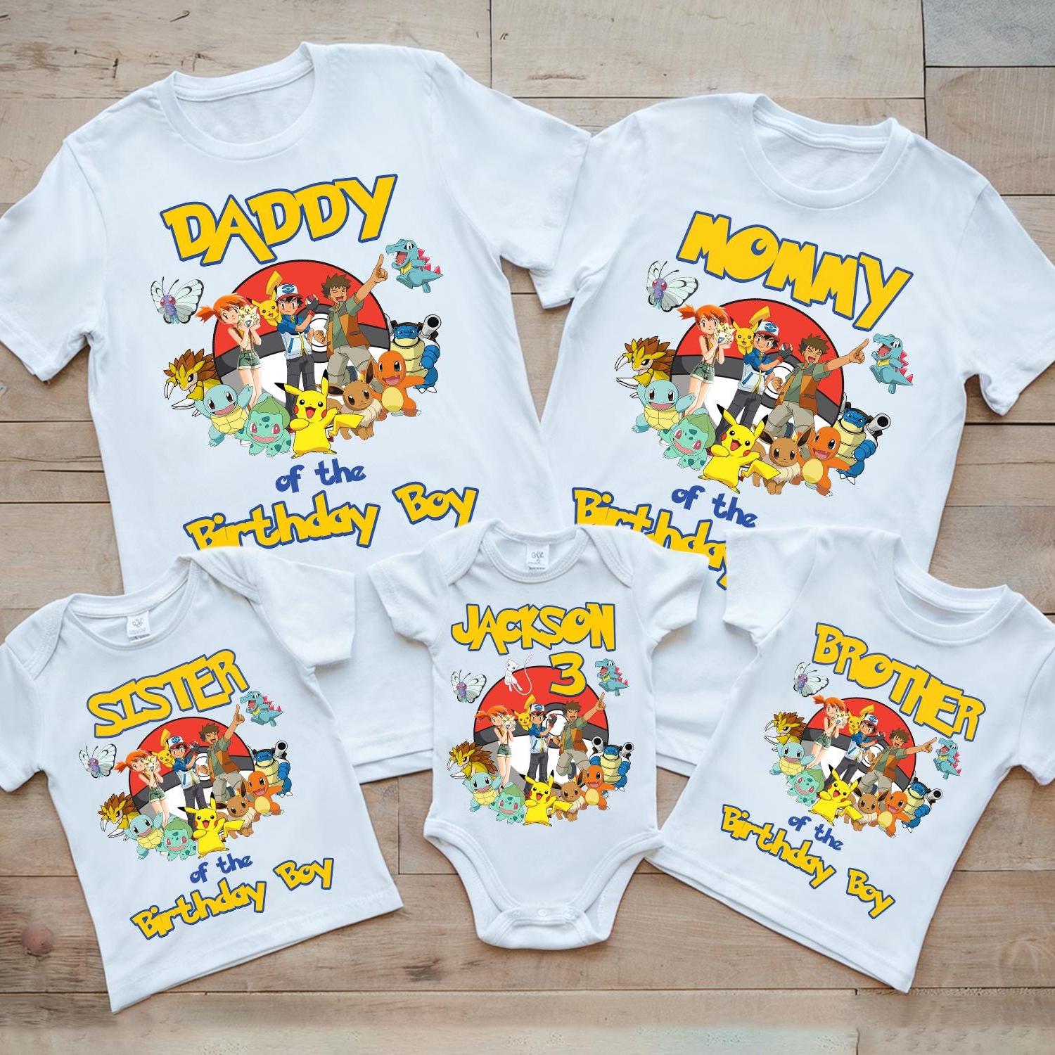 Custom Pokemon Birthday Family Shirts, Pika Pika Personalized Birthday ...