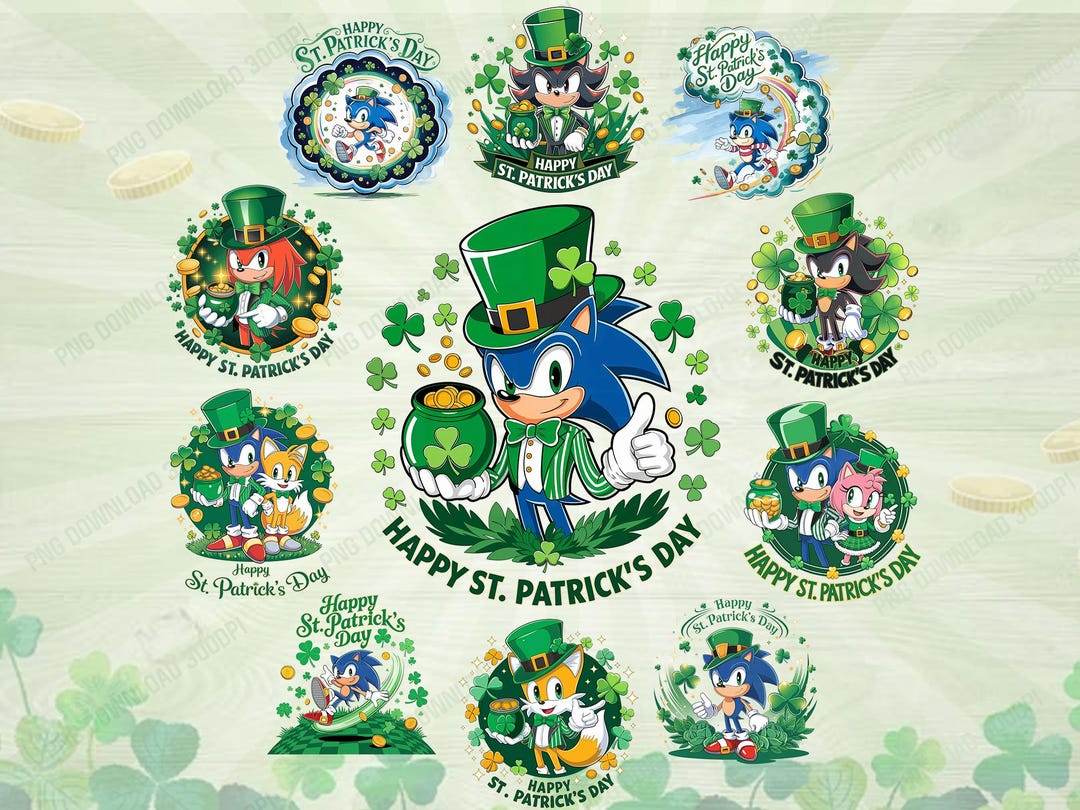 Sonic St Patrick’s Day PNG Bundle, Sonic PNG, St Patrick's Day Png ...