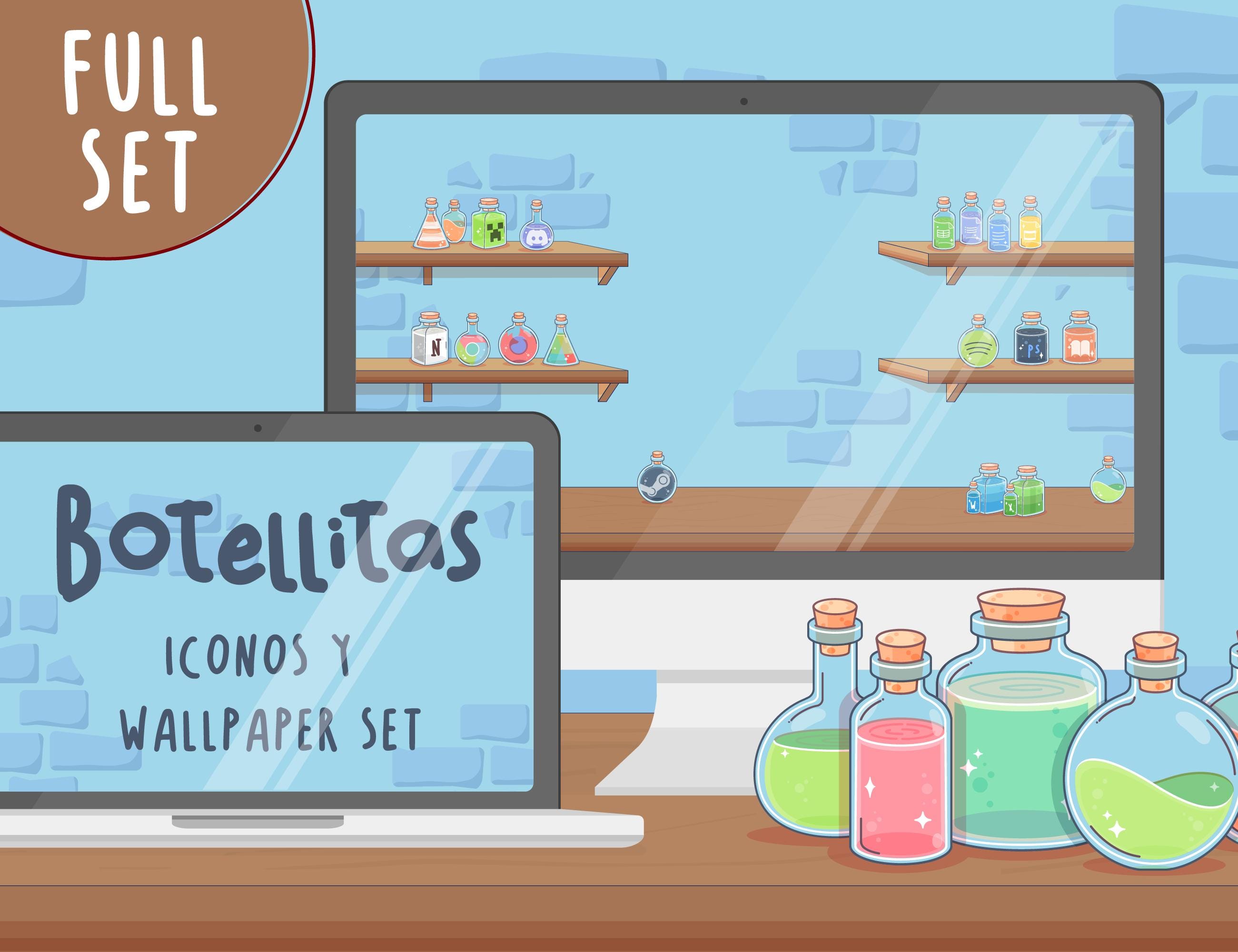 FULL Set Botellitas iconos Desktop - Mac y Windows Celeste 270 Iconos ...