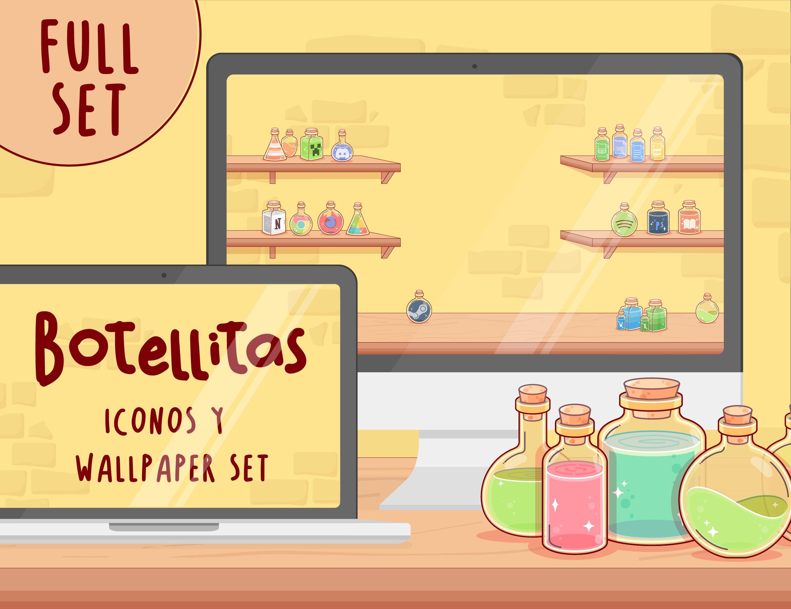 FULL Set Botellitas iconos Desktop - Mac y Windows amarillos 270 Iconos ...