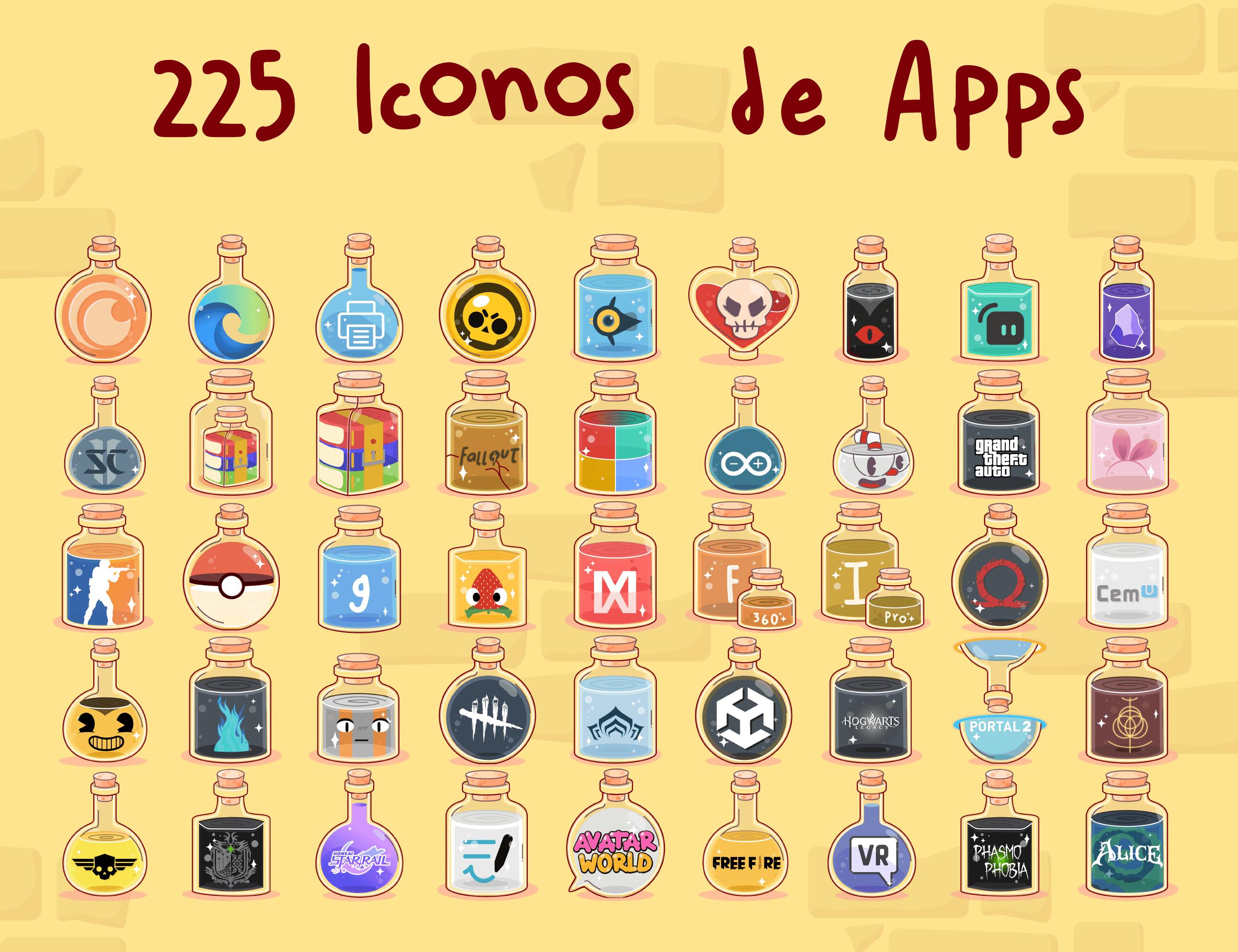 FULL Set Botellitas iconos Desktop - Mac y Windows amarillos 270 Iconos ...