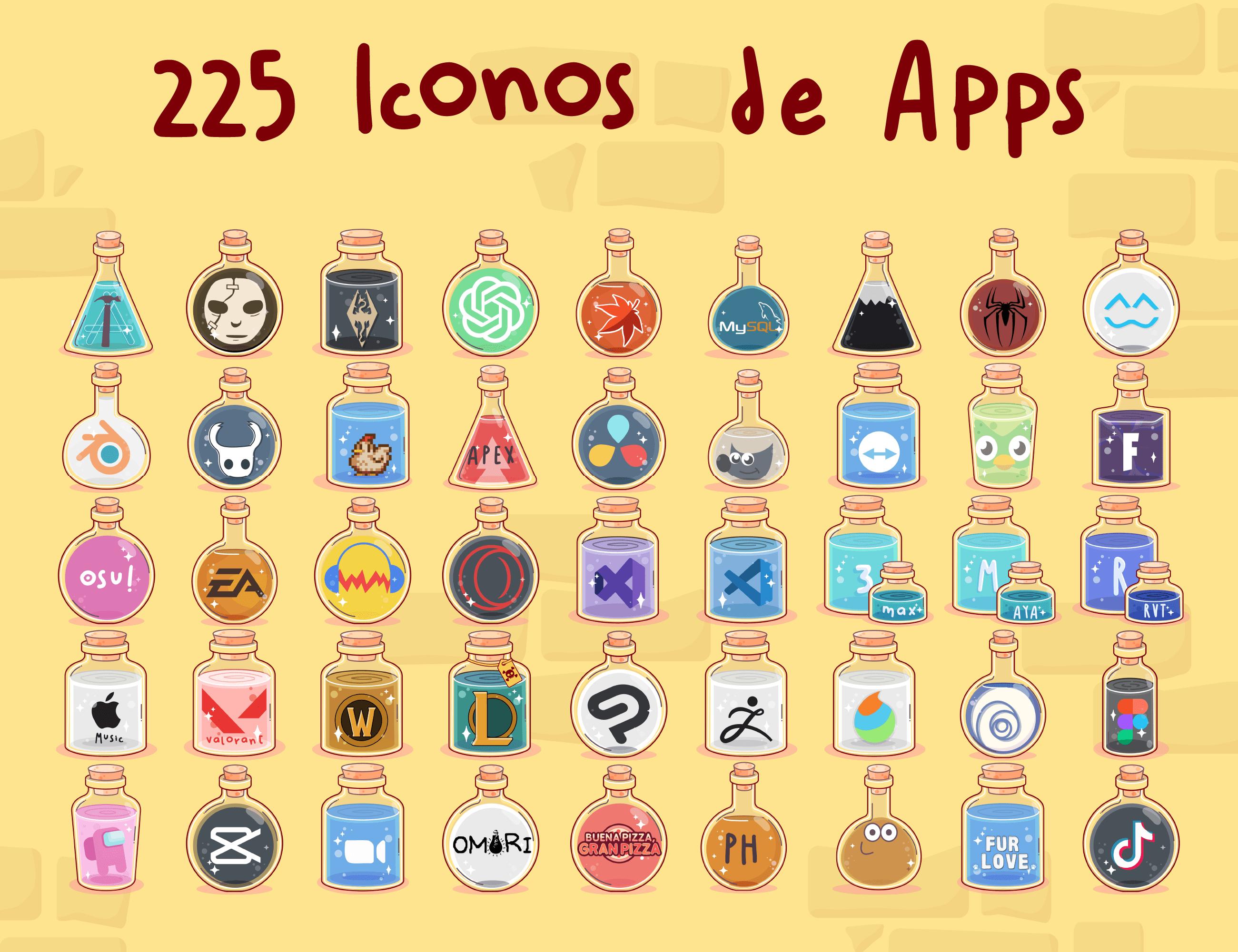 FULL Set Botellitas iconos Desktop - Mac y Windows amarillos 270 Iconos ...