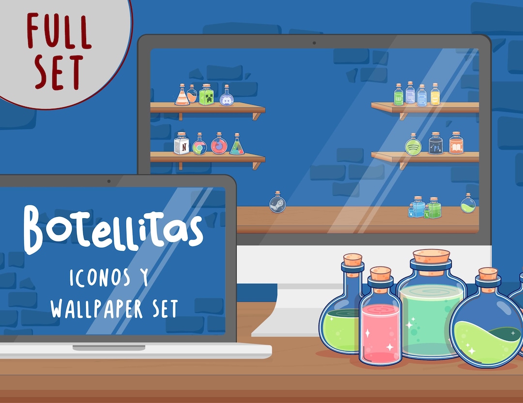 FULL Set Botellitas iconos Desktop - Mac y Windows Azules 270 Iconos ...