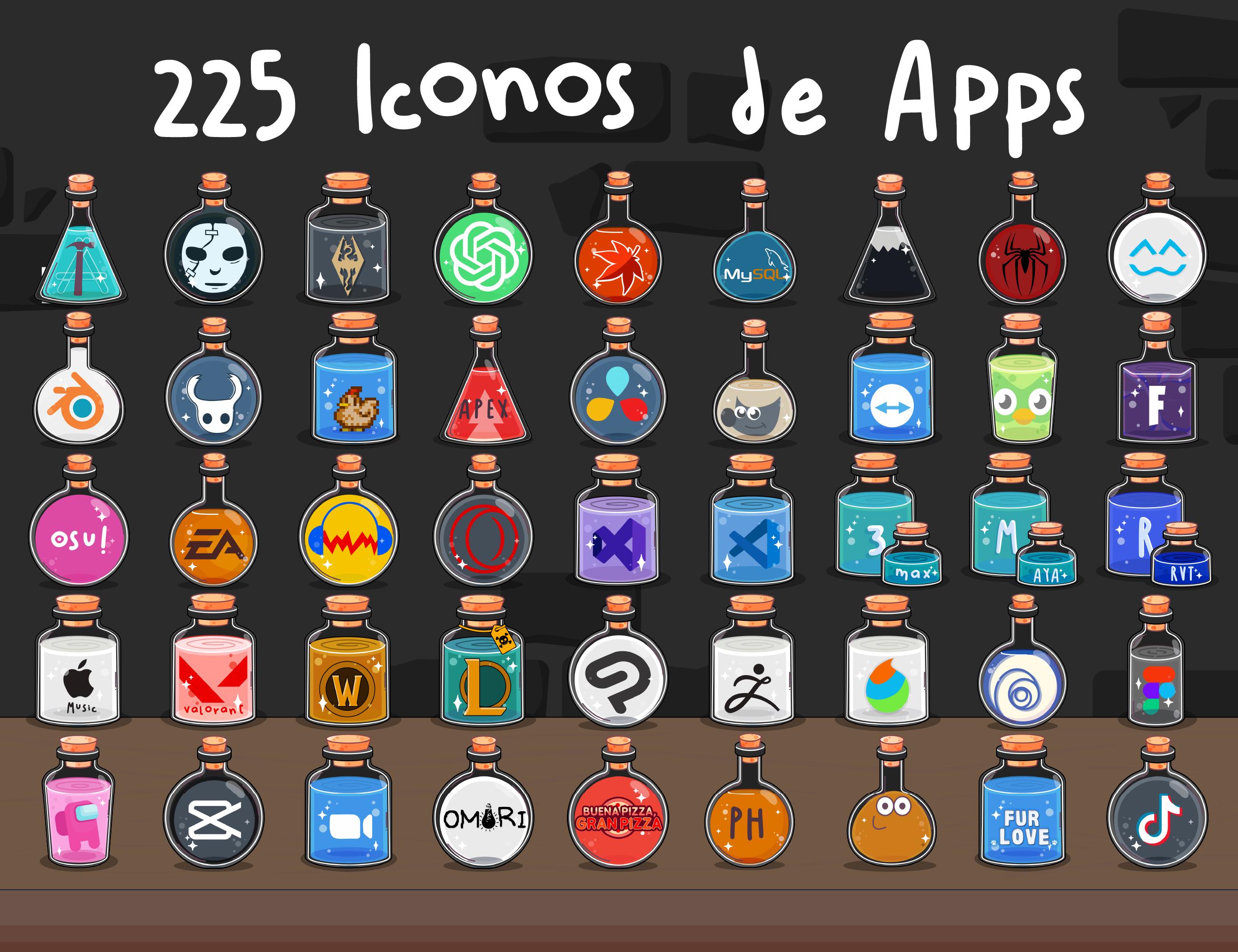 FULL Set Botellitas iconos Desktop - Mac y Windows Negro 270 Iconos ...