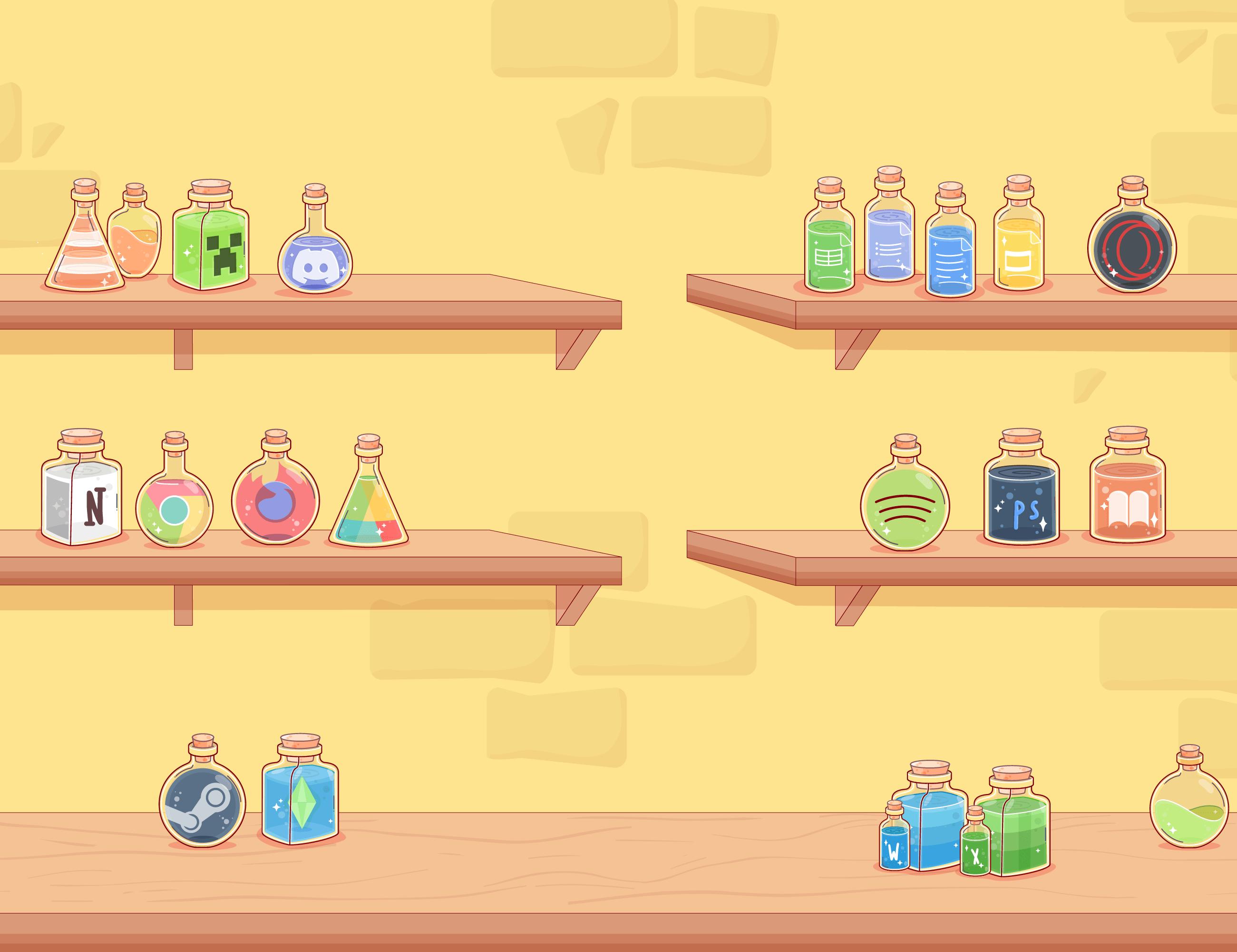 FULL Set Botellitas iconos Desktop - Mac y Windows amarillos 270 Iconos ...