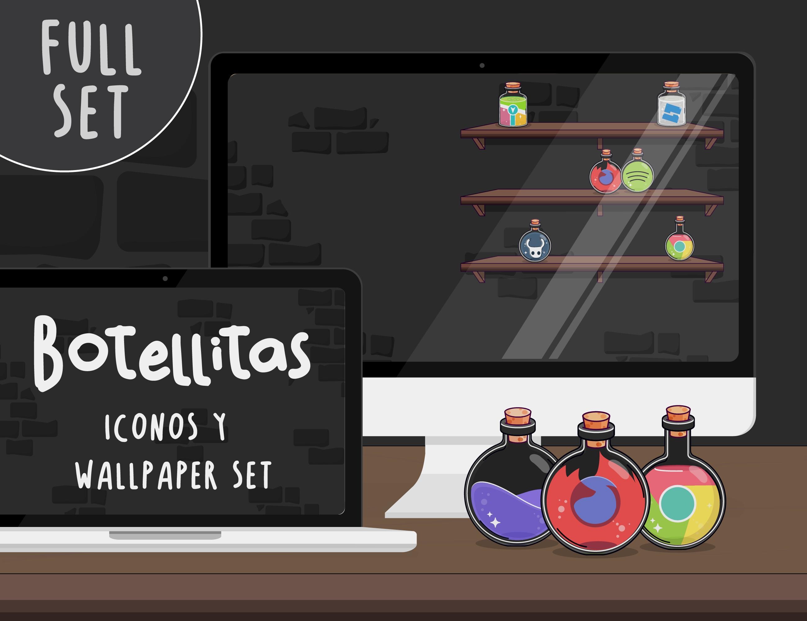 FULL Set Botellitas iconos Desktop - Mac y Windows Negro 270 Iconos ...