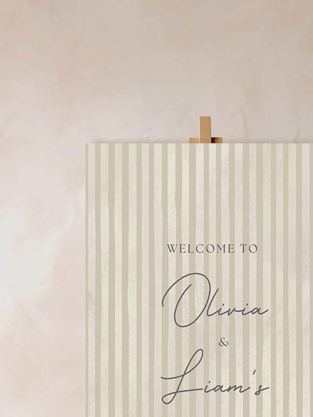 Modern Neutral Pin Stripe Welcome Sign, Soft Stripe Wedding Engagement ...