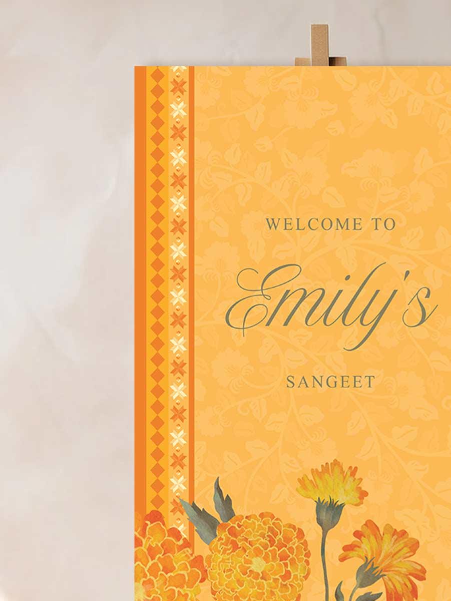 Marigold Floral Welcome Sign, Bridal Shower Sign, Engagement Sign ...