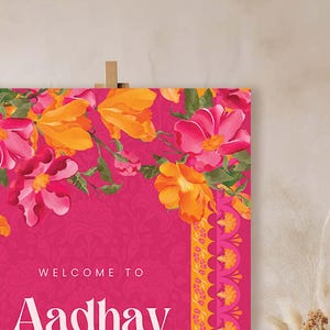Floral Wedding Welcome Sign, Marigold, Engagement Sign, Indian Wedding ...