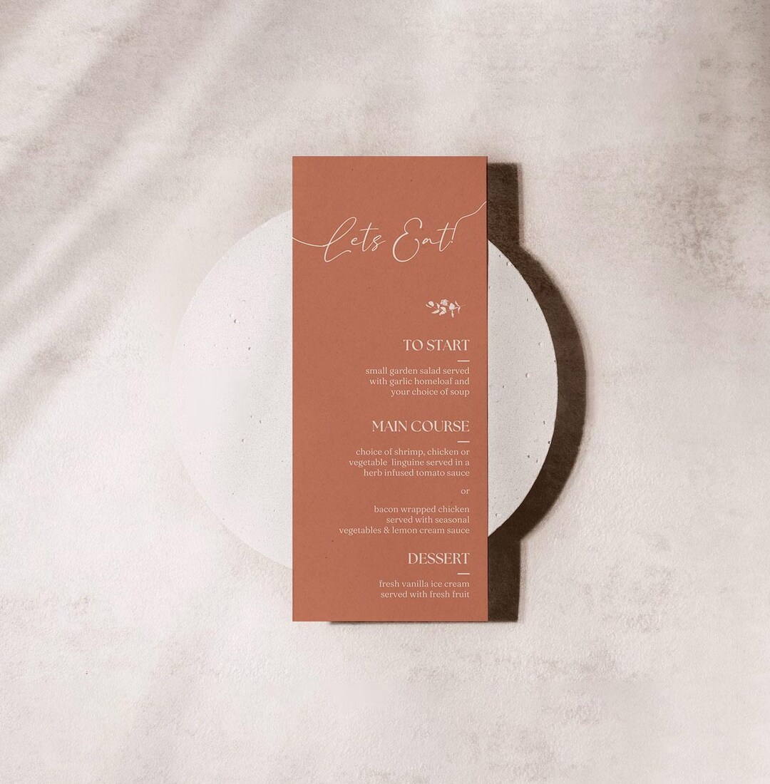 Bold Colourful Menu, Birthday Menu Modern Wedding Stationery, Artistic ...