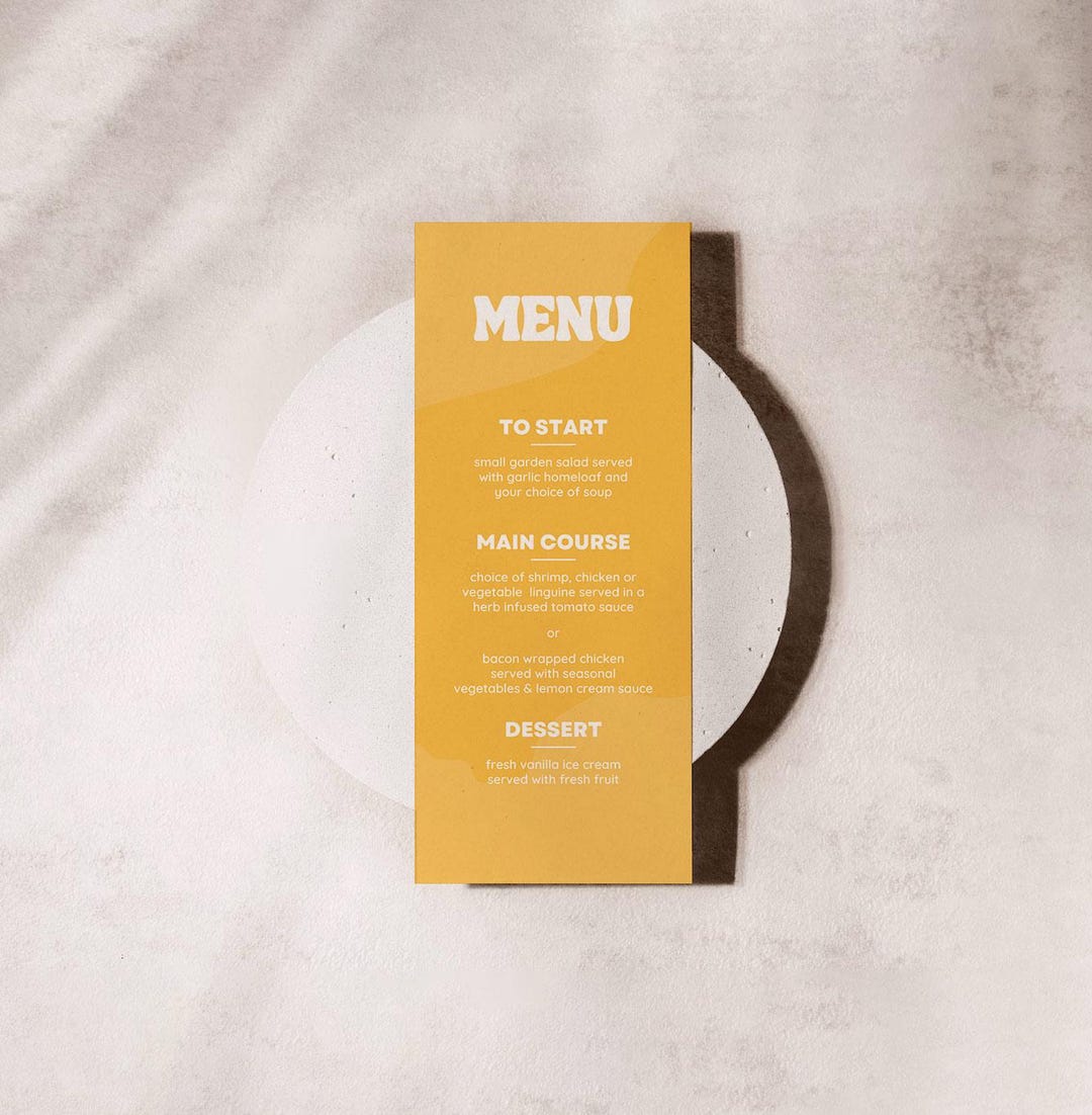 Bold Colourful Menu, Birthday Menu Modern Wedding Stationery, Artistic ...