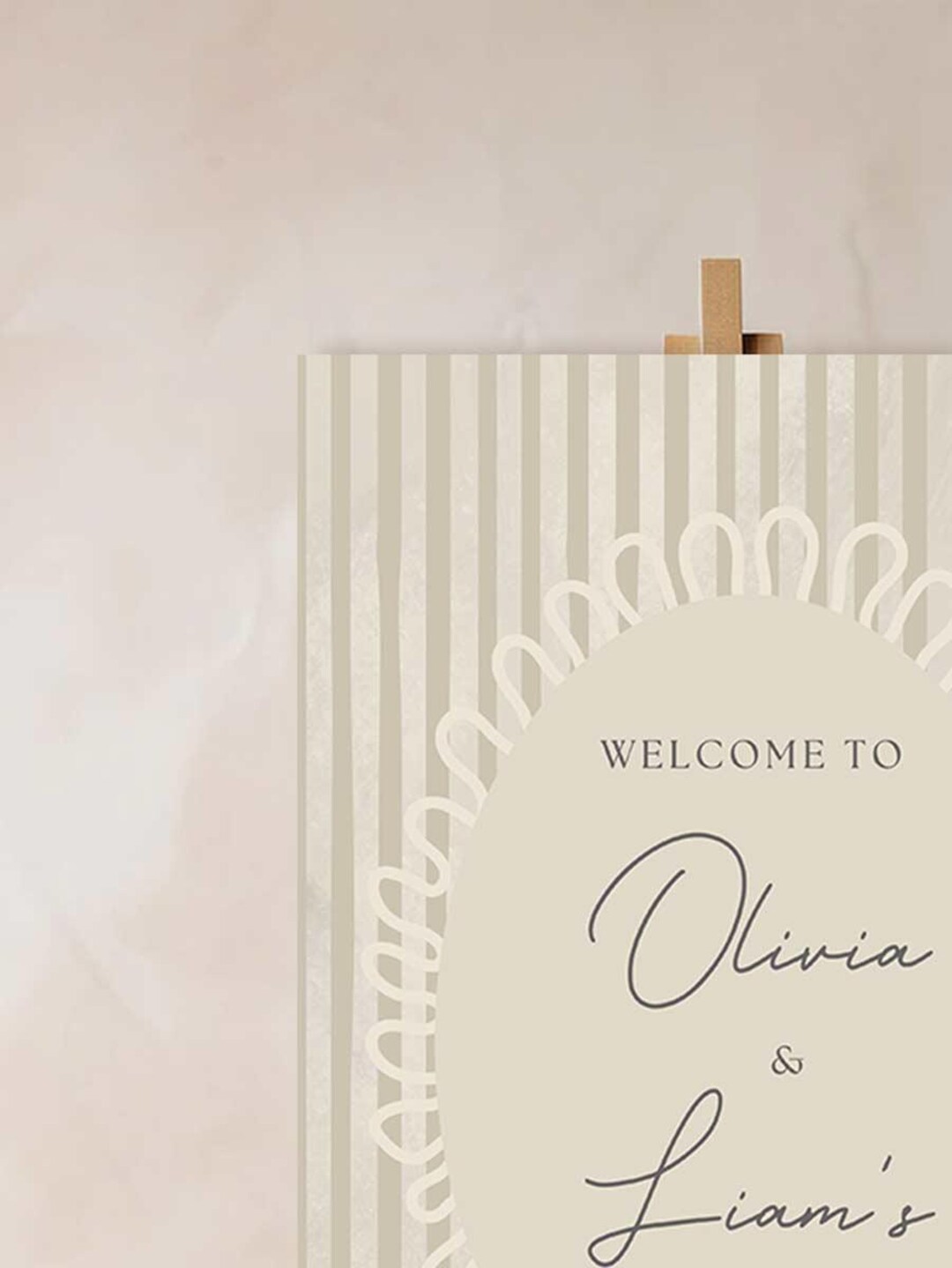 Modern Neutral Pin Striped Welcome Sign, Soft Stripe Wedding Engagement ...