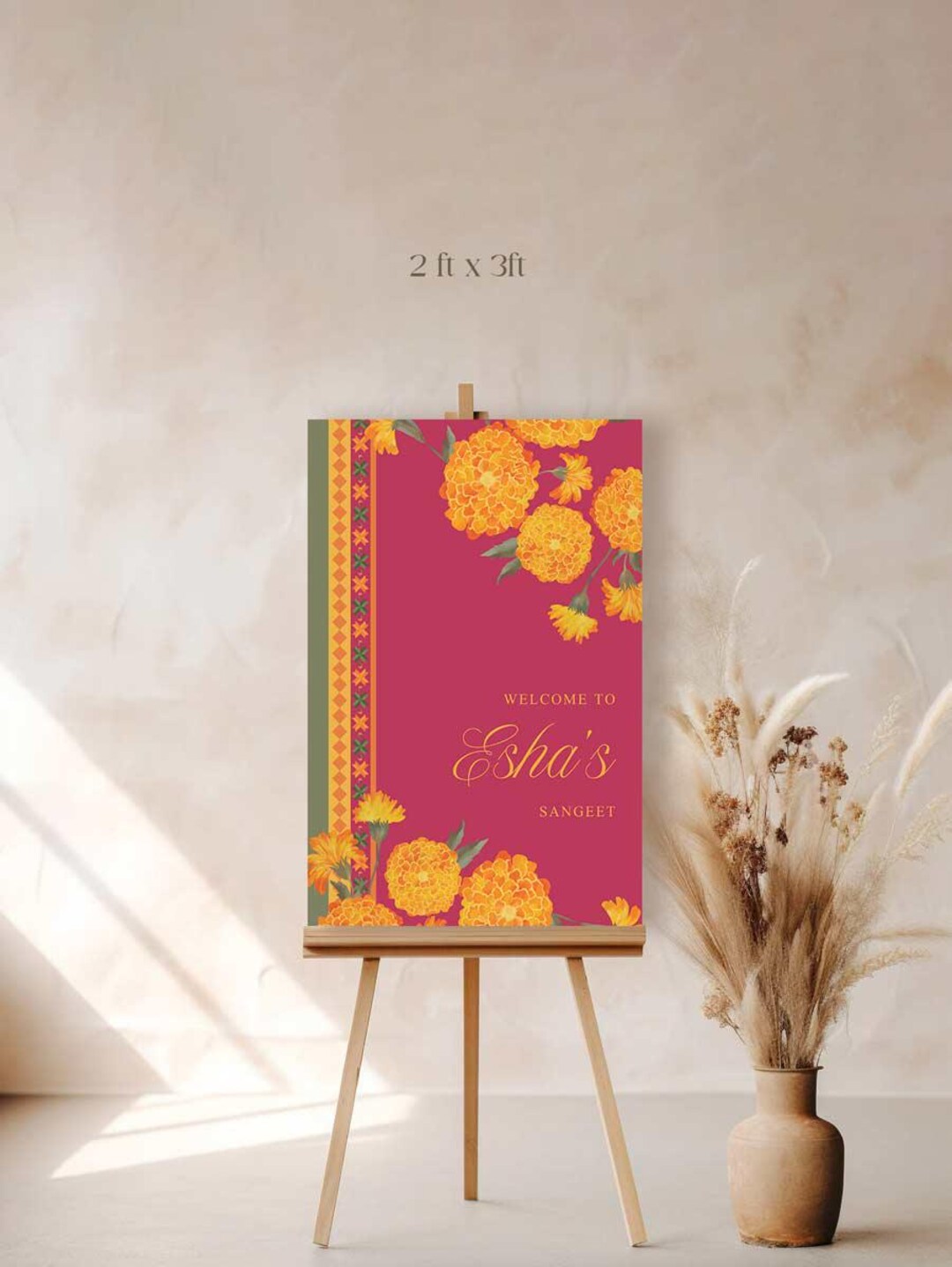 Marigold Floral Welcome Sign, Bridal Shower Sign, Engagement Sign ...