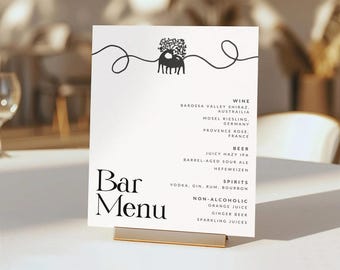 Minimalist Reindeer Holiday Bar Menu Template (digital Download) - Etsy