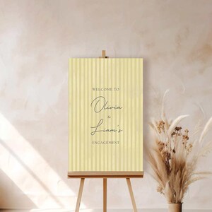 Neutral Stripe Welcome Sign: Soft Yellow Wedding Template (digital ...