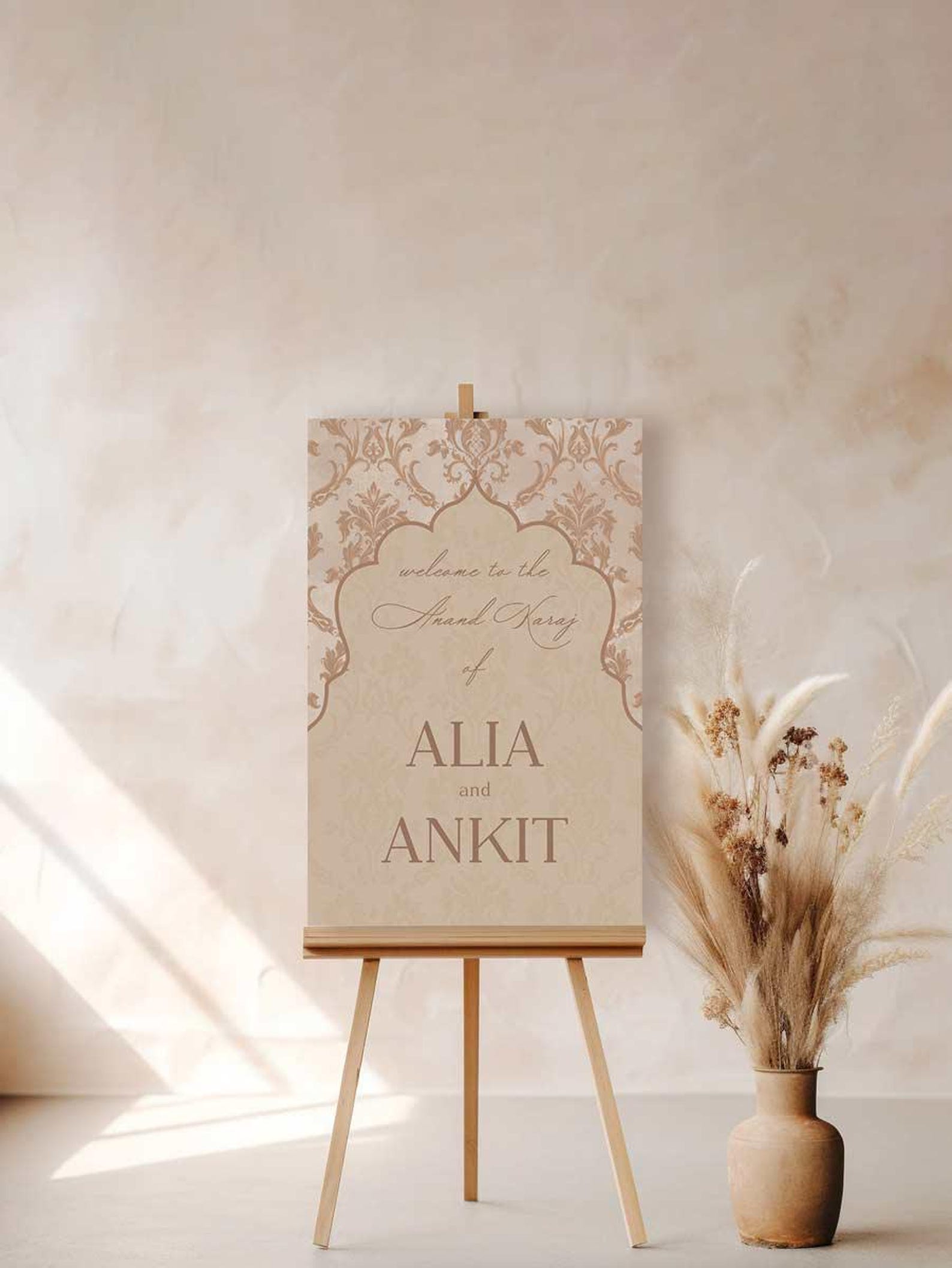 Arched Wedding Welcome Sign, Baroque Design Pattern, Indian Wedding ...