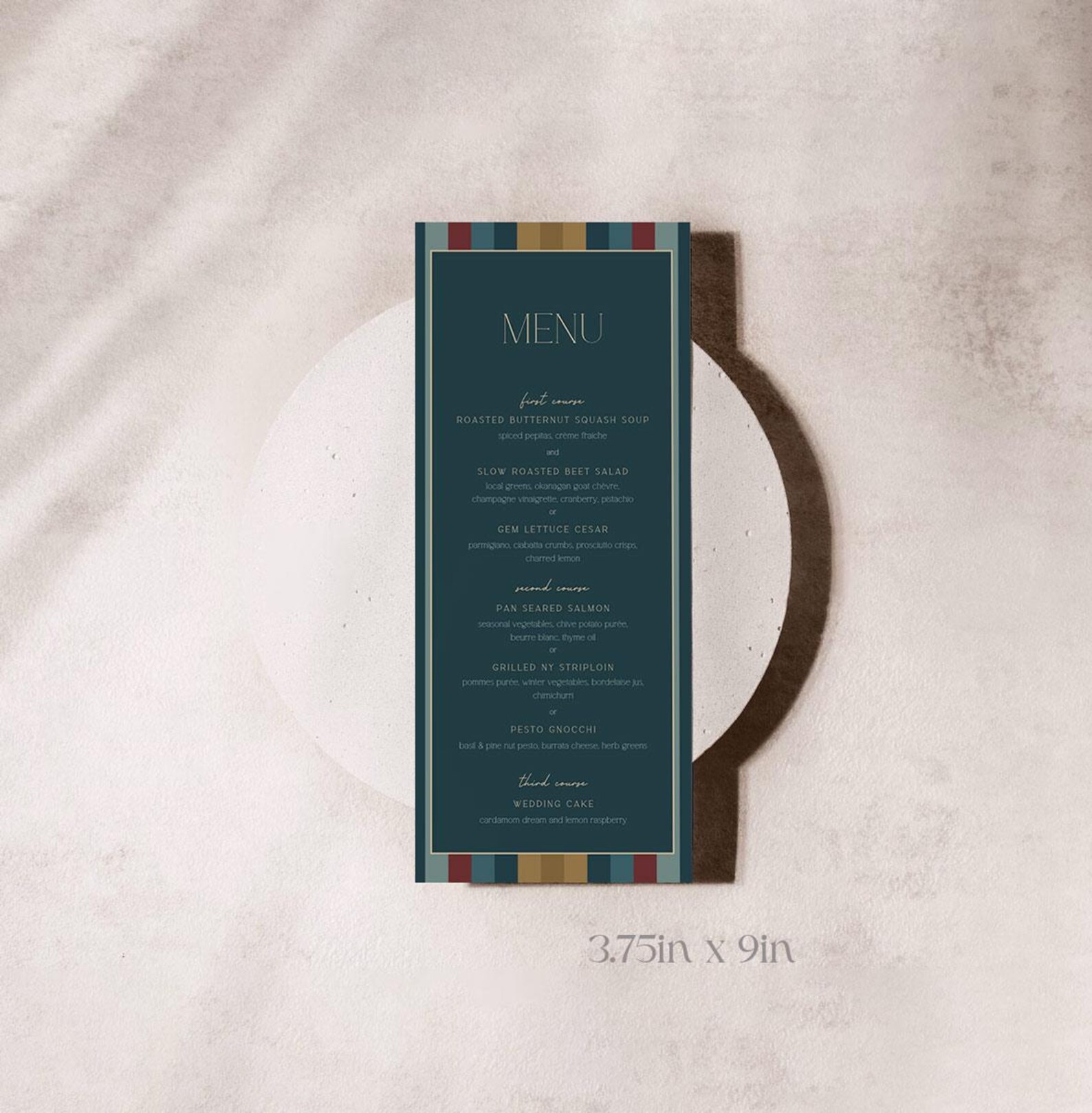 Modern Striped Menu, Bridal Shower Menu, Engagement Menu, Wedding Menu ...