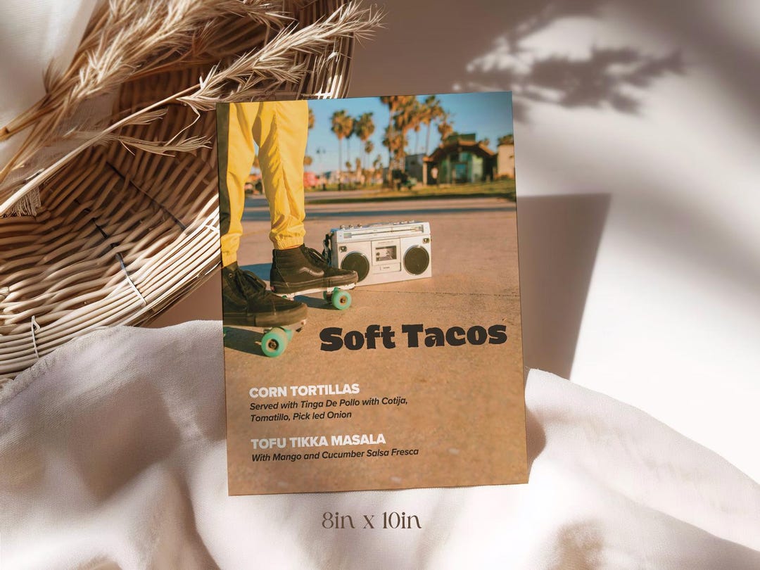 90s California Inspired Signs, Food Menu, Bridal Shower Menu, the Bar ...