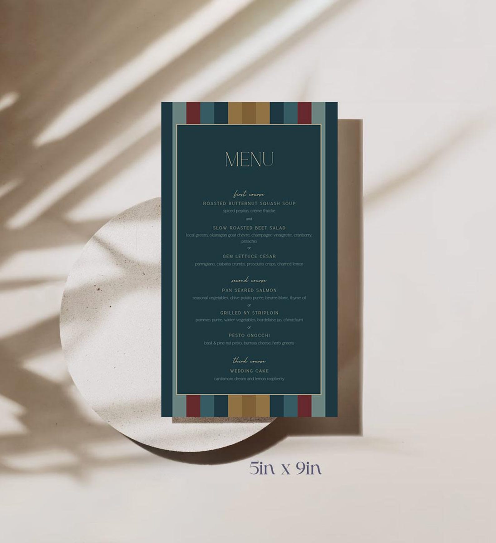Modern Striped Menu, Bridal Shower Menu, Engagement Menu, Wedding Menu ...