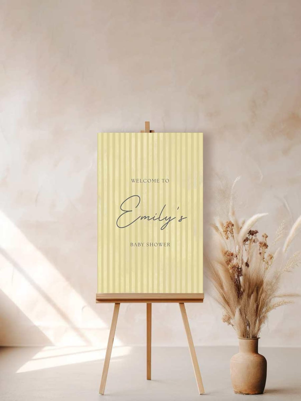 Neutral Stripe Welcome Sign: Soft Yellow Wedding Template (digital ...