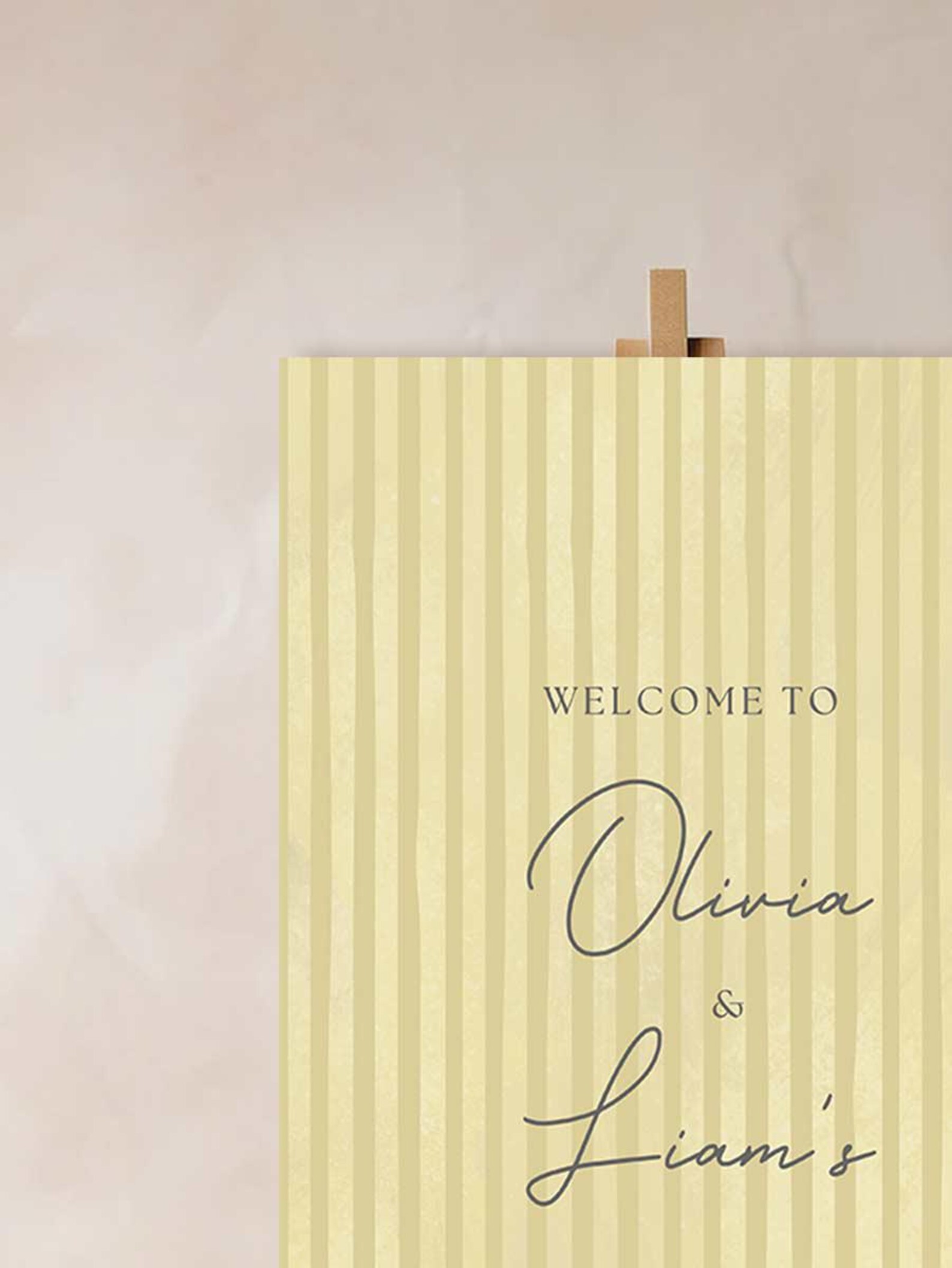 Neutral Stripe Welcome Sign: Soft Yellow Wedding Template (digital ...