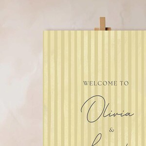 Neutral Stripe Welcome Sign: Soft Yellow Wedding Template (digital ...
