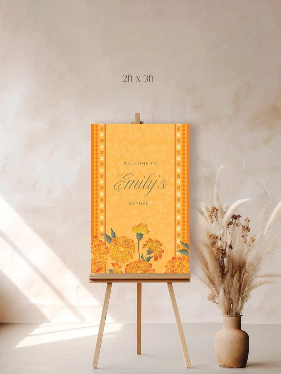 Marigold Floral Welcome Sign, Bridal Shower Sign, Engagement Sign ...