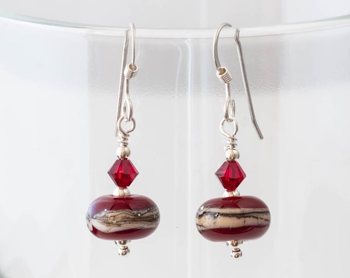 Cool Ruby Red Triangle Glass Earrings, Sterling Silver, SRA, Lampwork ...
