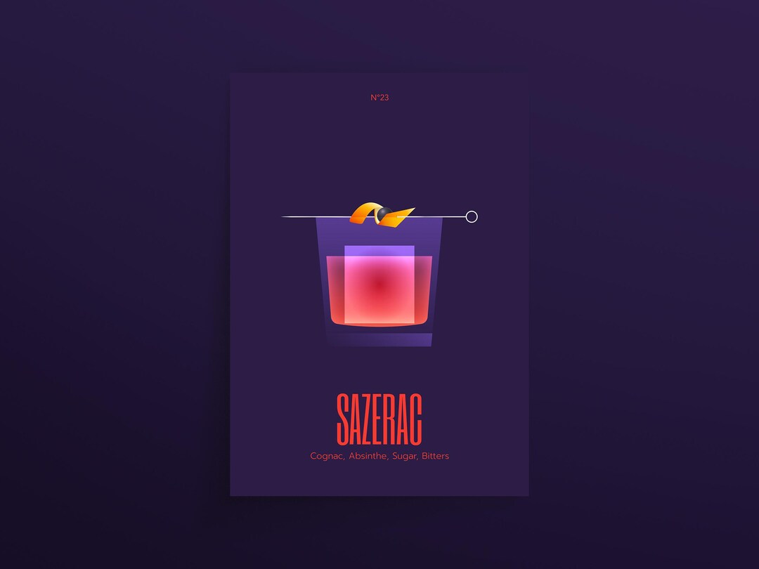 Sazerac Whiskey Cocktail Poster - Etsy