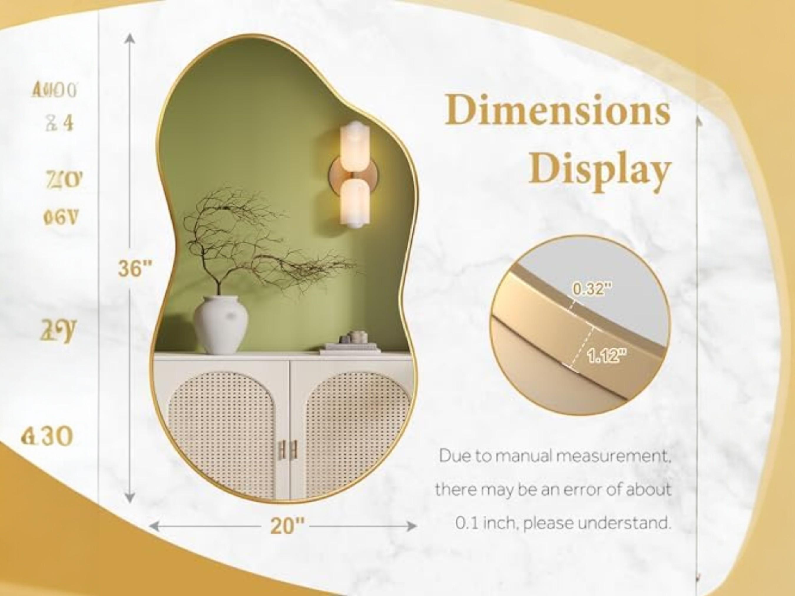 Irregular Wall Mirror Wall Mirrors Decorative Gold Asymmetrical Mirror ...